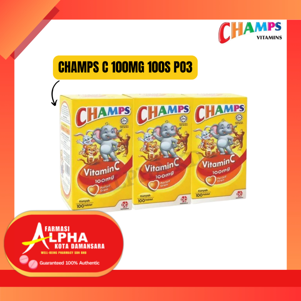 CHAMPS Vitamin C - 100mg 100s X 3 (Orange) | Shopee Malaysia