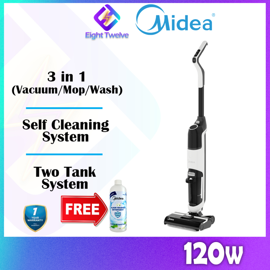 MIDEA Wet & Dry Cordless 3 in 1 Floor Washer / Vacuum / Mop with Self ...