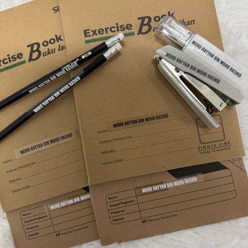 Sticker Transparent Tulisan Hitam & Putih Campur 2 nama ( FAST DELIVERY ...