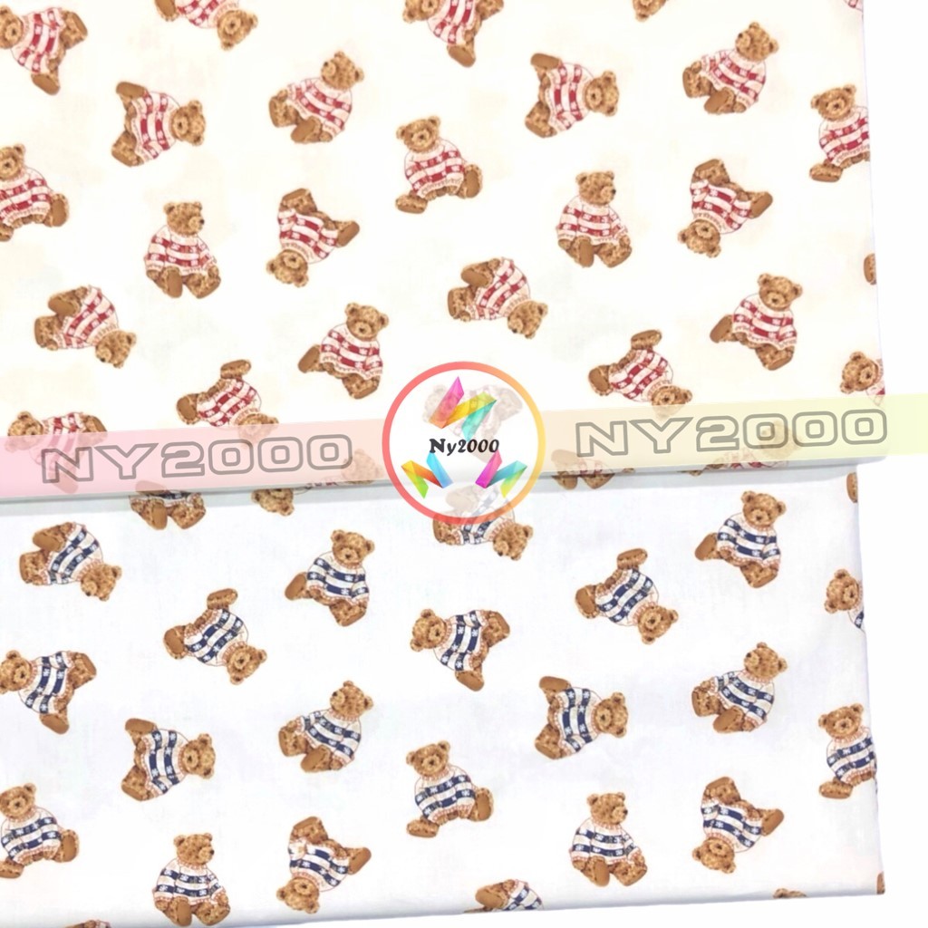 Kain Comb Cotton Corak Teddy Bear (Bidang 60”) / Cute Bear Combed ...