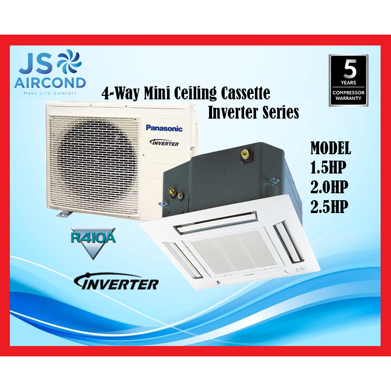Panasonic 4-Way Air Flow 1.5HP-2.5HP Mini Cassette Inverter R410A ...