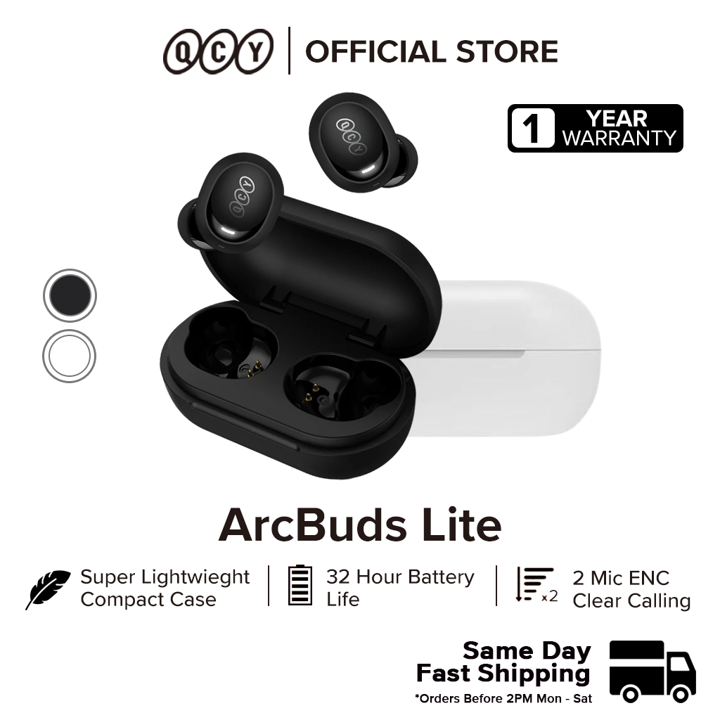 QCY T27 ArcBuds Lite TWS Earbuds Bluetooth 5.3 Touch Control Noise-cancel 32hr Battery Life ...