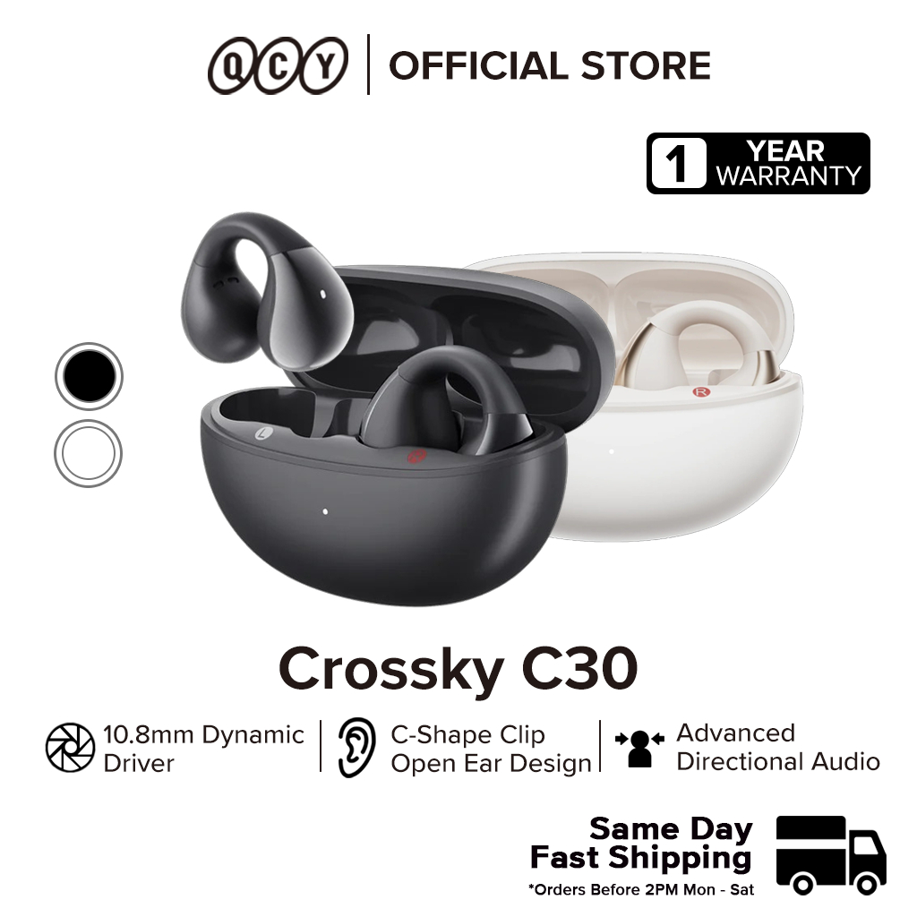 QCY Crossky C30 Ear-Clip Open Ear TWS Earphones Bluetooth 5.4 For Sports With Multi-Device ...