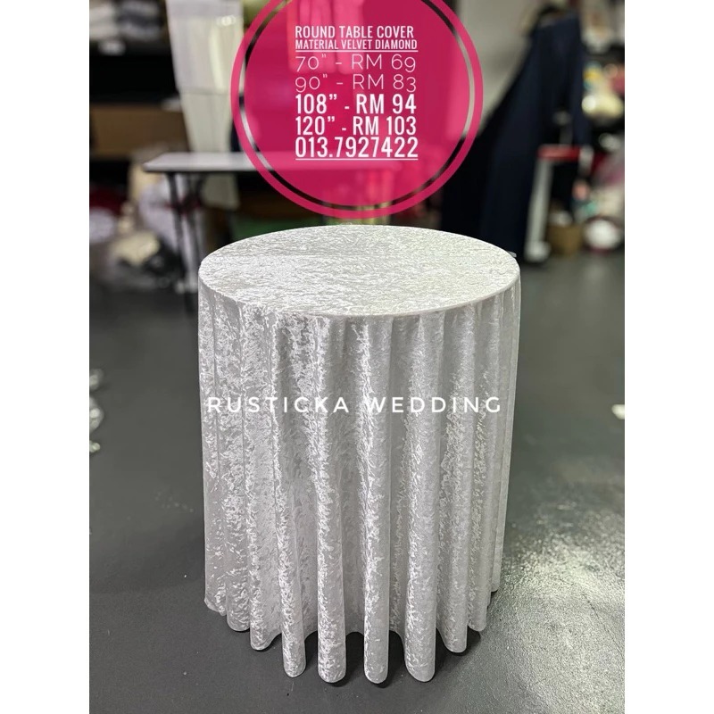 Meja Kek Round Table Cover Cake Table Wedding Velvet Diamond Alas Meja ...