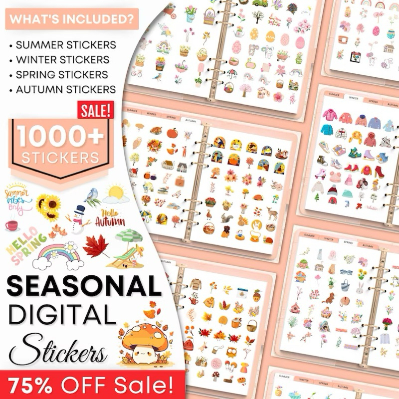 Daily Digital Sticker Book - GoodNotes Stickers, PNG Files, Sticky ...