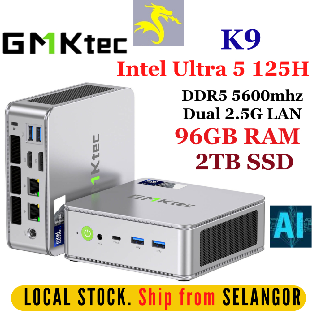 GMKTec K9 Intel Ultra5 125H Windows Mini PC 96GB DDR5 RAM 4TB NVME SSD ...