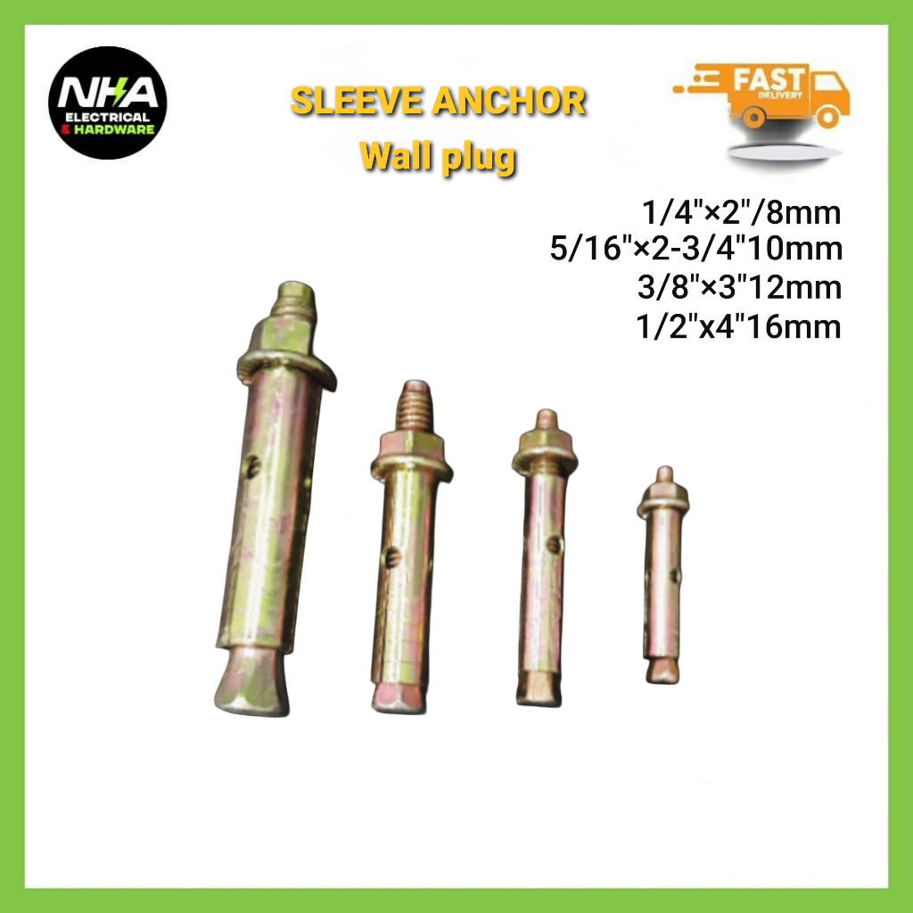 Sleeve PJ Anchor / Sleeve Anchor Screw Wallplug /Wall Plug Besi 1/4''x2 ...