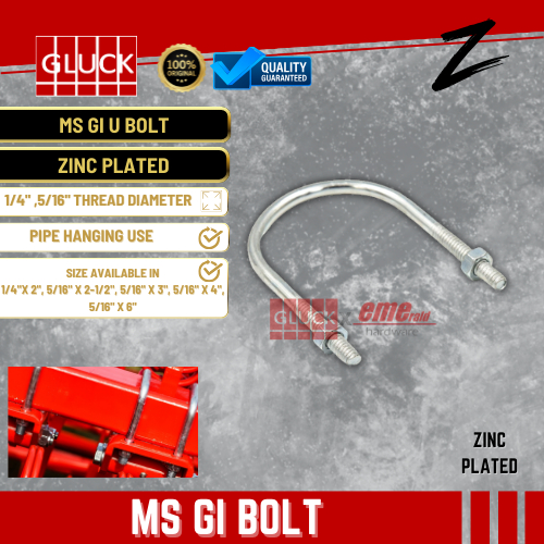 MS ZINC PLATED (GI U Bolt & Nut/ Besi U Dengan Nut/Besi Ikat Paip ...