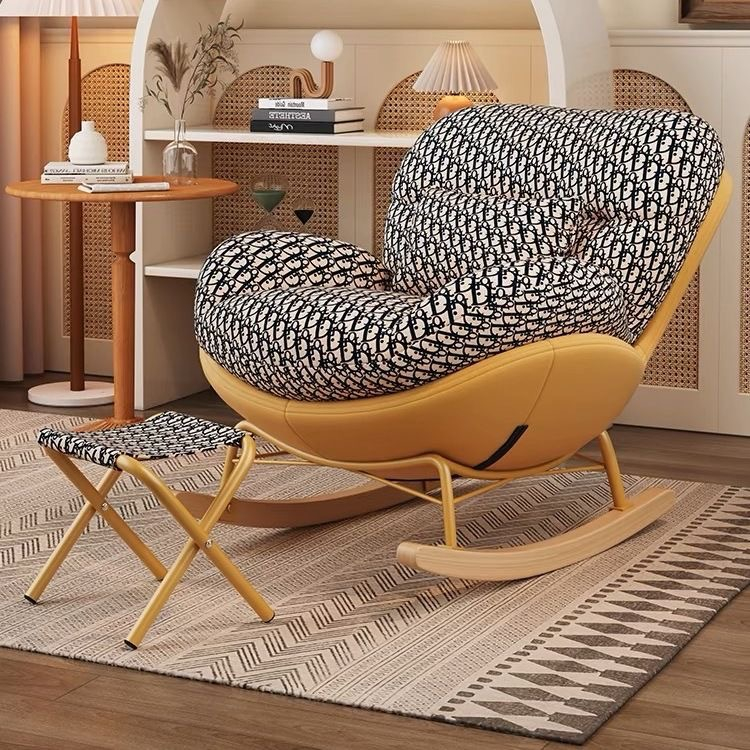 Rocking Chair Adult Balcony Living Room Leisure Recliner Egg Shell ...