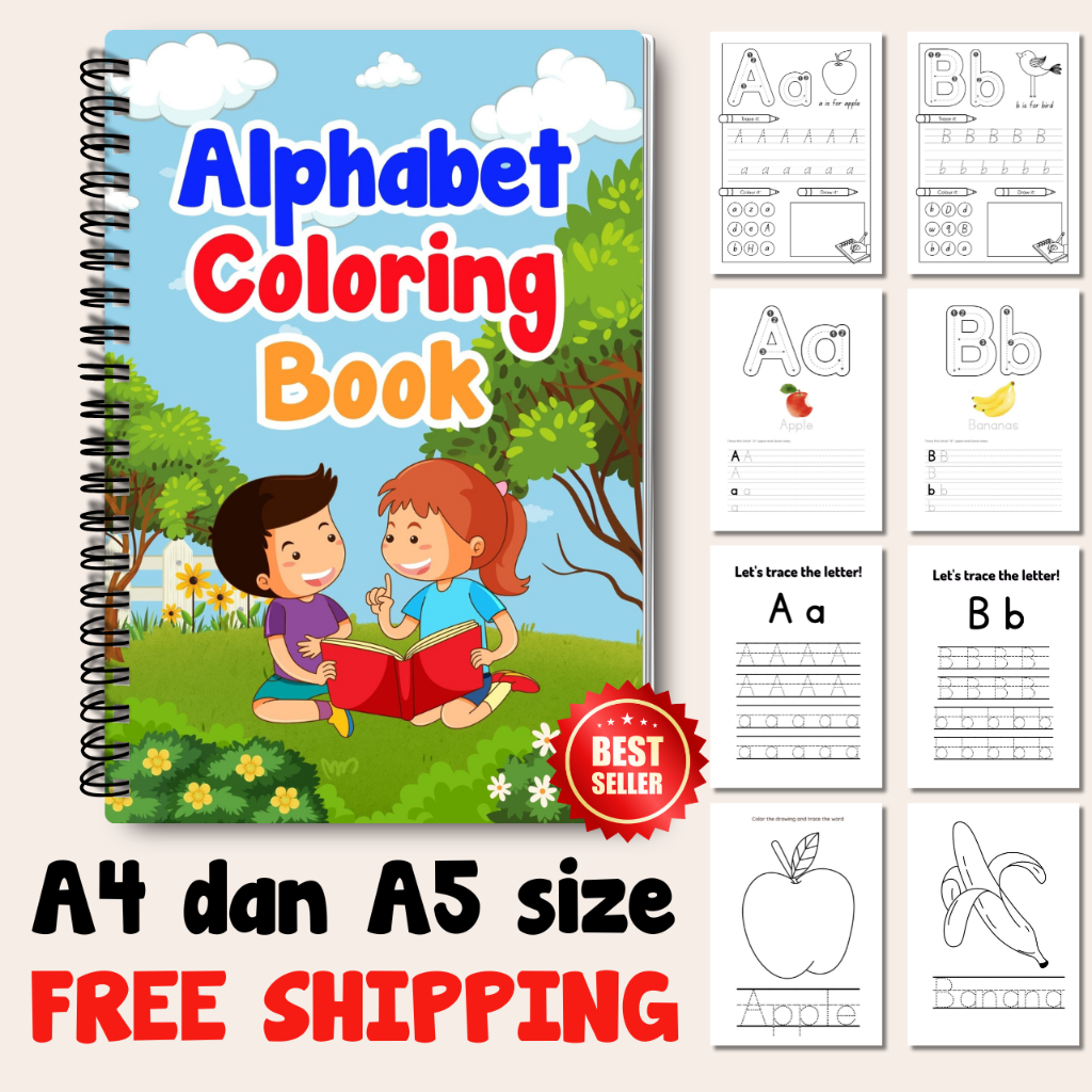 Buku Menulis Membaca Mewarna Abjad A hingaa Z, alphabet coloring book ...