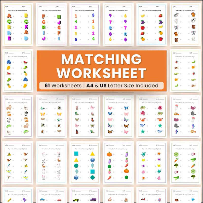 ⚡️INSTANT⚡️Printable Matching Worksheets - Match the Picture ...