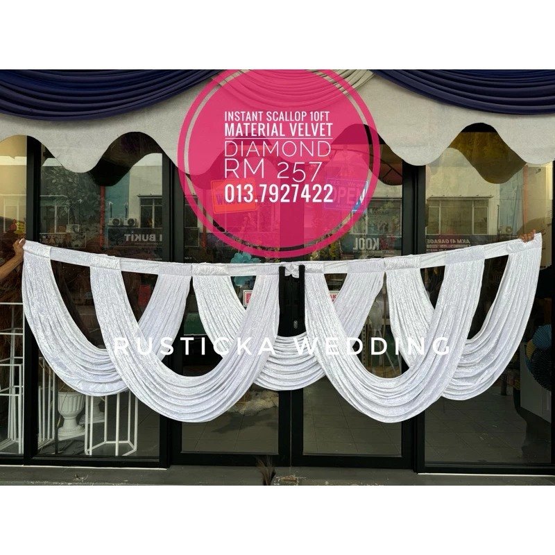 Readymade Siap Jahit Instant Scallop Drapping Drape Wedding Decoration ...