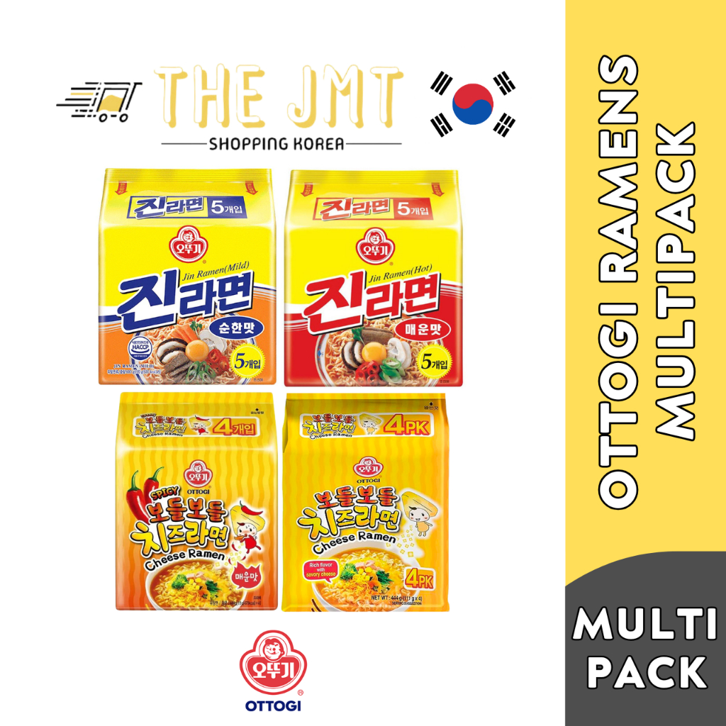 [KOREA] Ottogi Jin Ramen / Cheese Ramen Multipack [Jin Ramen Mild/Spicy, Cheese Ramen Original ...