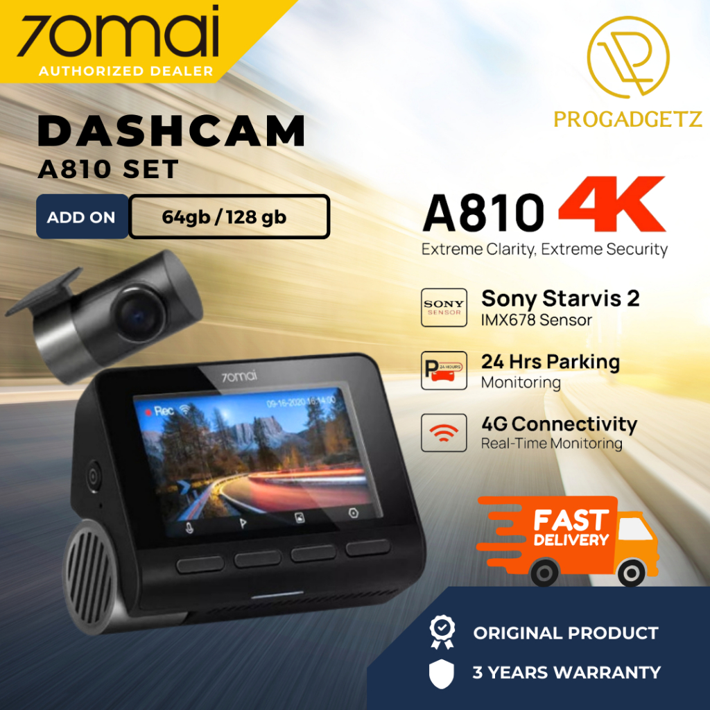 70mai A810 4K Dash Cam Dual Vision Car Recorder with GPS ADAS | Shopee Malaysia