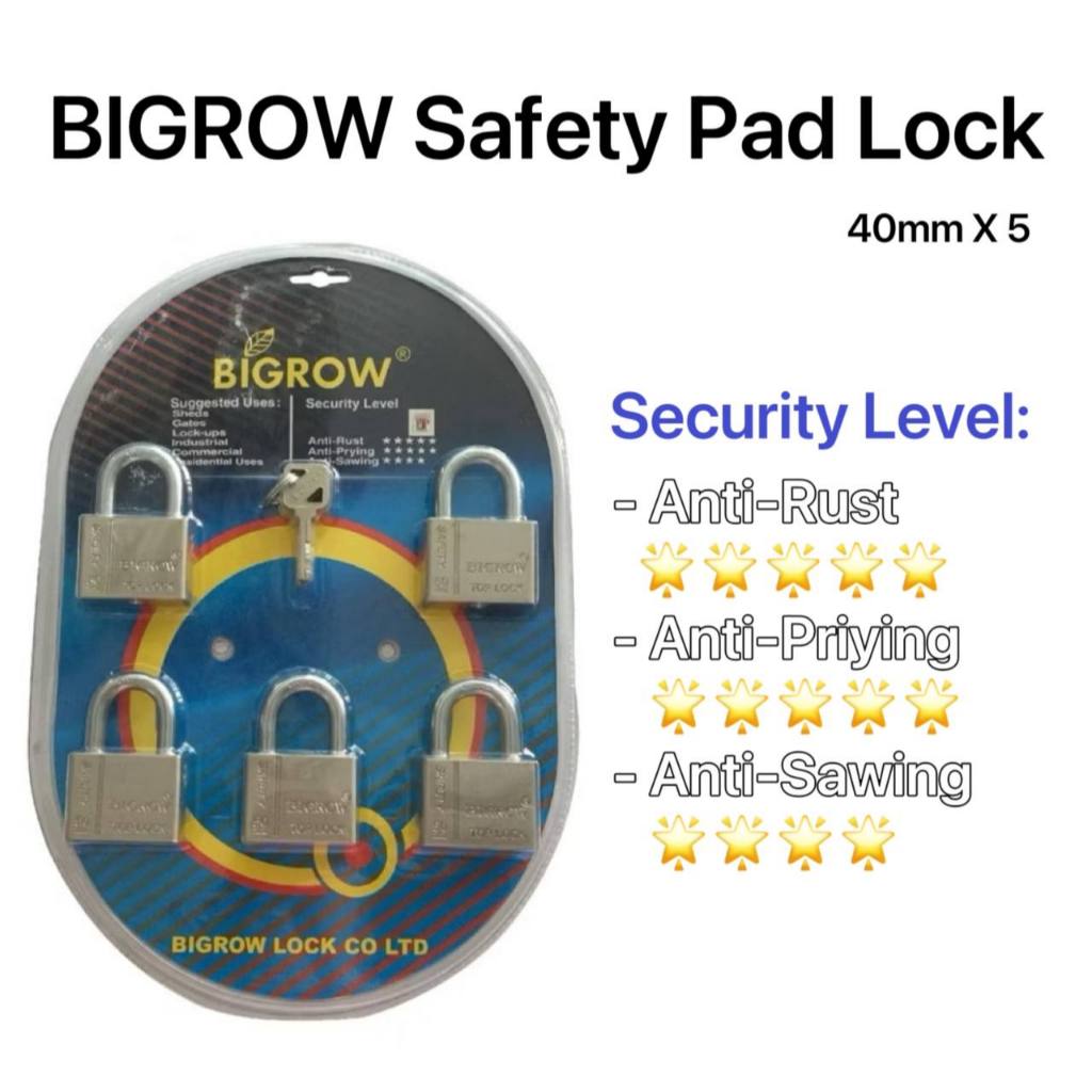 BIGROW Safety Pad Lock Wise Security Lock 40mm x 5PCS | Shopee Malaysia