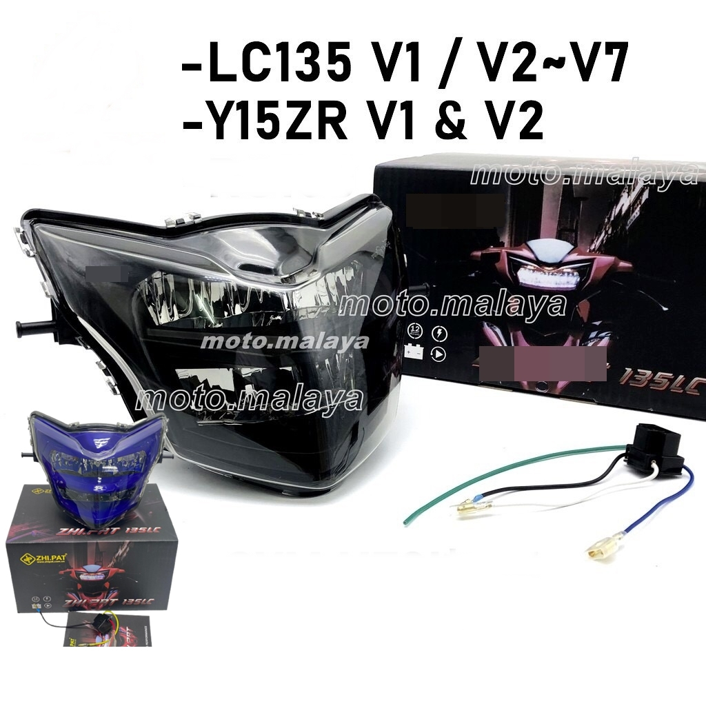 LC135 V1 V2 - V6 Y15ZR Y 15 ZR V1 y15z LED smoke red blue biru HEAD LAMP LAMPU DEPAN y125 ...
