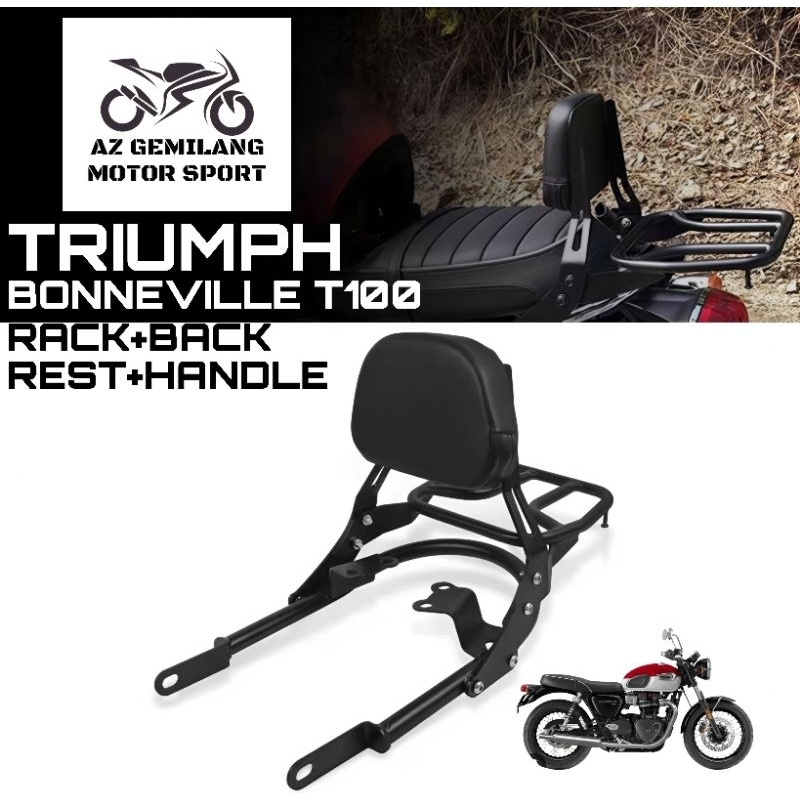 RACK TRIUMPH BONNEVILLE T100 T 100 BACK REST+RACK+HANDLE ACCESSORIES ...