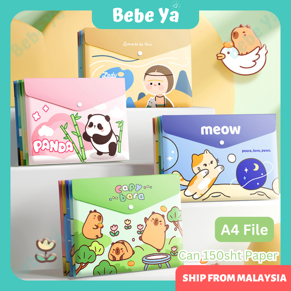 A4 Cartoon Button File【5pcs】- File Folder Organizer School Office ...