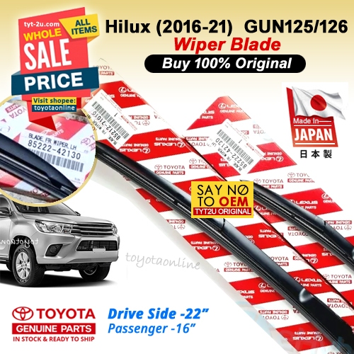 Hilux 2.4/2.8 (2016-21) Wiper Blade (22" + 16") 85212-71010 85222-42130 ...