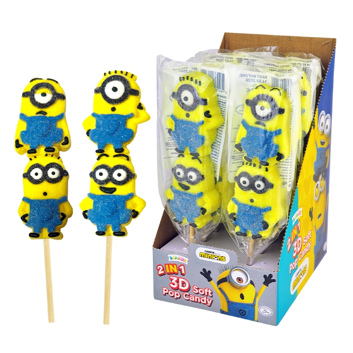 12 Pcs Licensed YLF 2 in 1 Minions 3D Soft Pop Candy Assorted Fruit ...