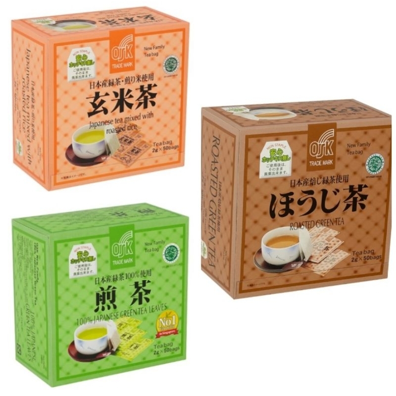 OSK Halal Japanese Green Tea | Japanese Tea With Roasted Rice Tea Bag 2g x50s | Shopee Malaysia