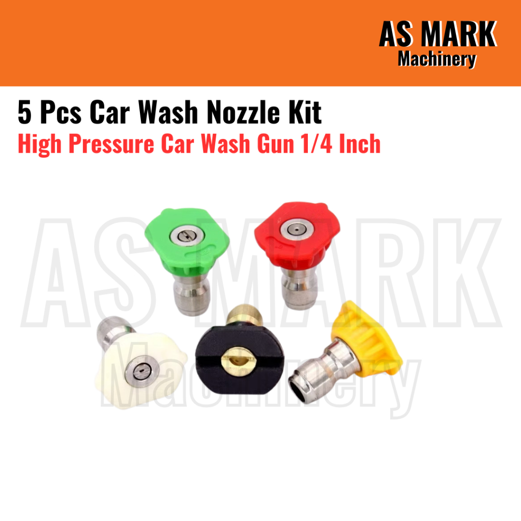 5 Pcs Car Wash Nozzle Kit / High Pressure Car Wash Gun 1/4in Quick ...