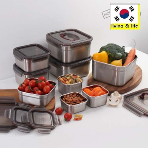 Korean Modern Lock Stainless steel container box / side dish container ...