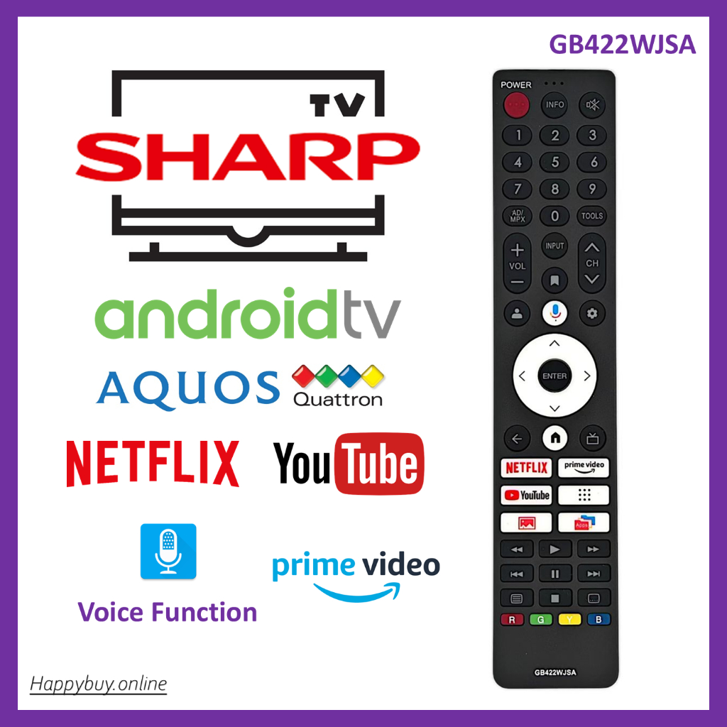 Compatible Sharp Smart UHD Android Google TV Remote Control GB422WJSA ...