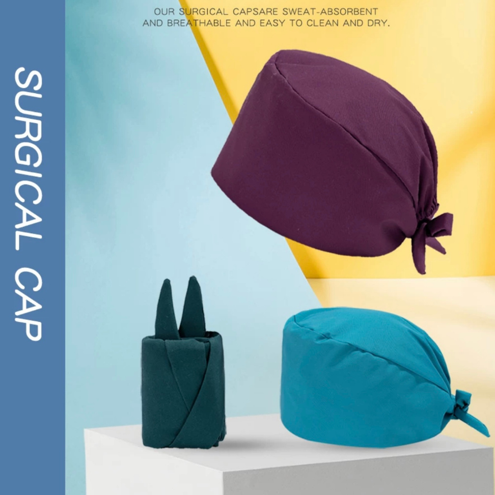 Topi pembedahan Adjustable Cotton Caps Women Man Medical Surgical Scrub ...