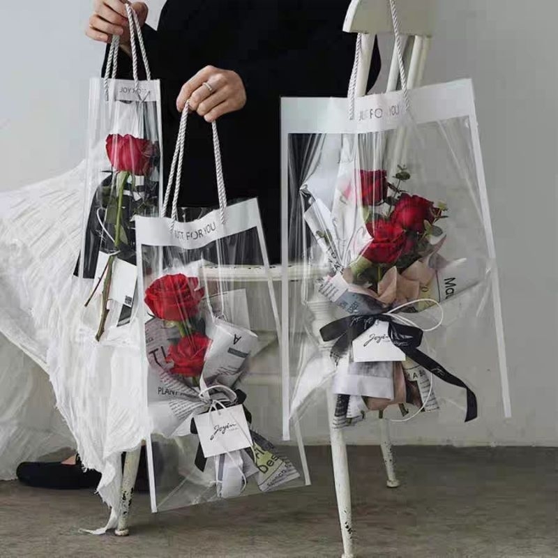 Flower Packaging Plastik Bag 1Pcs With Hand-held Flower Gift Self ...