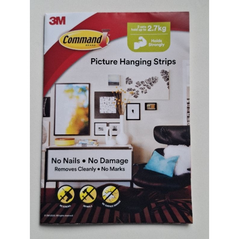 3M Command stripes self adhesive picture frame hanging stripes size (S ...