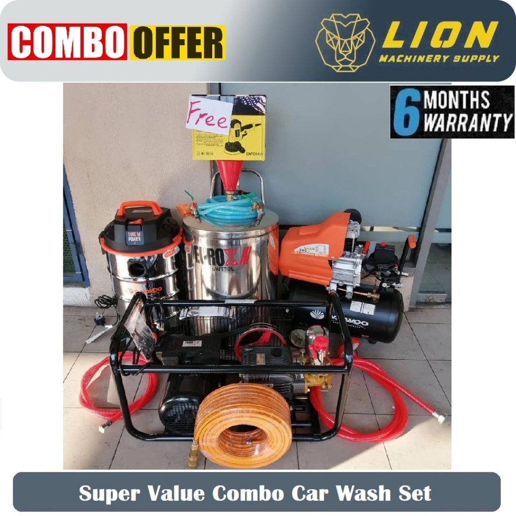 Car Wash Set- 5Items Inlcuded(WaterPump,SnowWashTank,Vacuum,Compressor ...