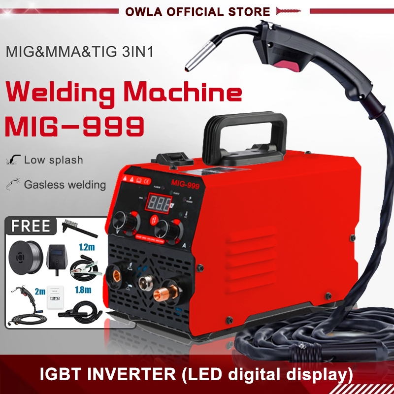 🔥MIG-999 MIG Welding Machine Set Gasless MIG/MMA/TIG 3in1 Inverter IGBT Welder Walding mesin ...