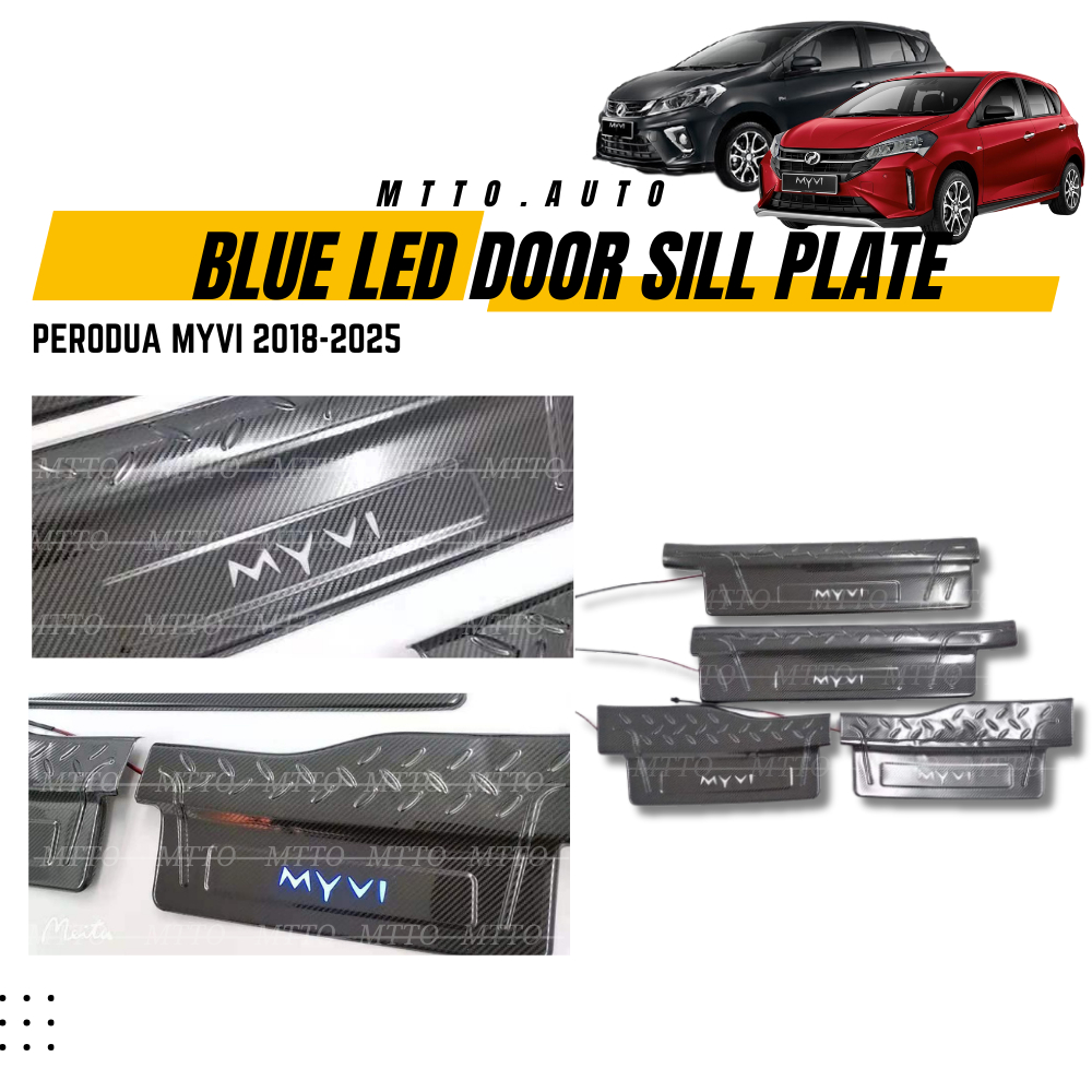 MTTO Perodua Myvi 2018-2025 Interior Full Carbon Fiber Blue Led Door ...