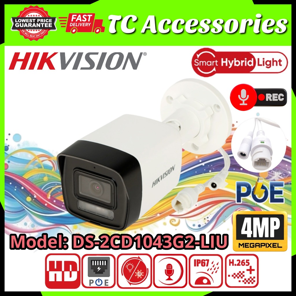 HIKVISION DS-2CD1043G2-LIU 4MP IP POE Bullet Outdoor Network Camera ...