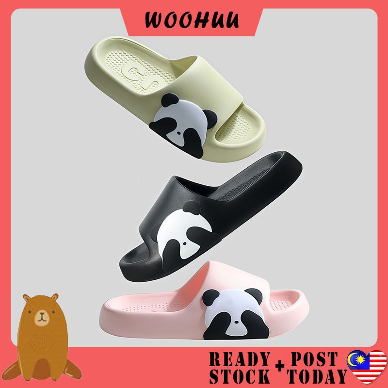 READY STOCK WOOHUU Cute Cartoon panda Wanita Selipar Women Slipper ...