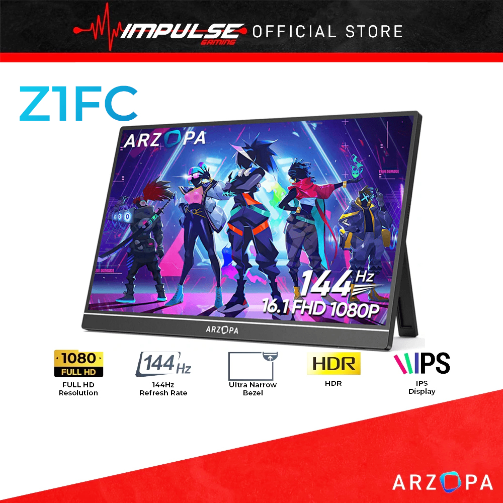 Arzopa Z1FC Game 16.1" FHD Ultra Slim 144Hz HDR IPS Full Body Alloy ...