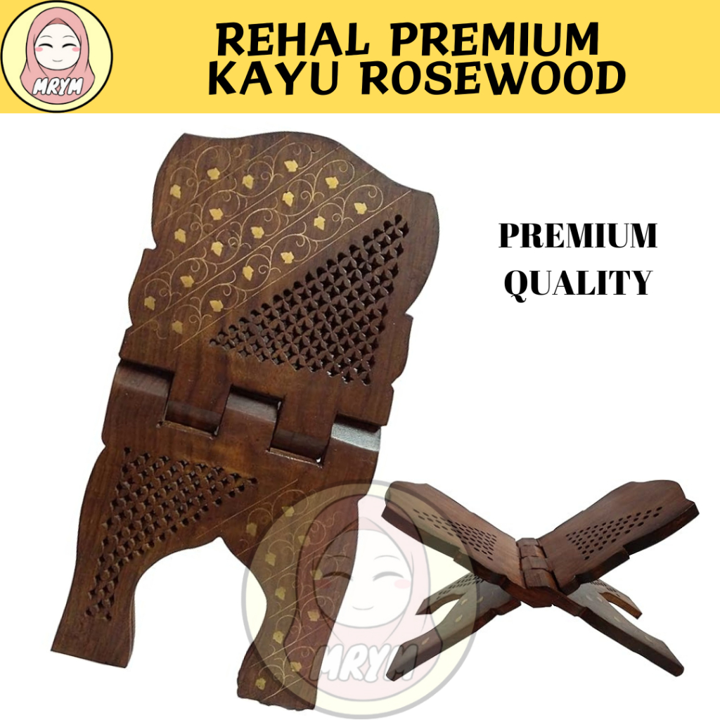 Rehal Premium Kayu Rosewood rehal lipat kayu ukir siti khadijah capal ...