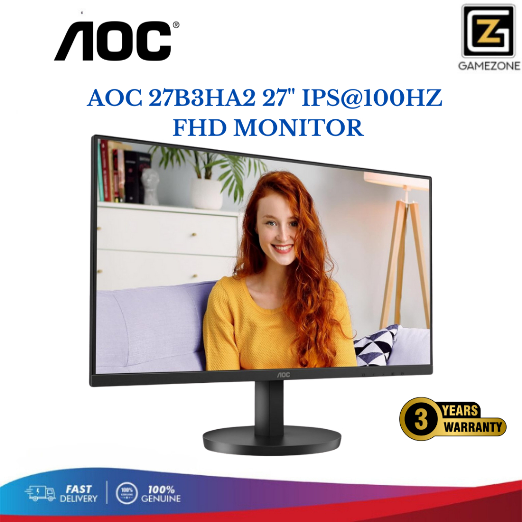 AOC 27B3HA2 FHD MONITOR ( 27" IPS FHD / 1MS / 100HZ / ADAPTIVE-SYNC / VGA + HD MI ) | Shopee ...