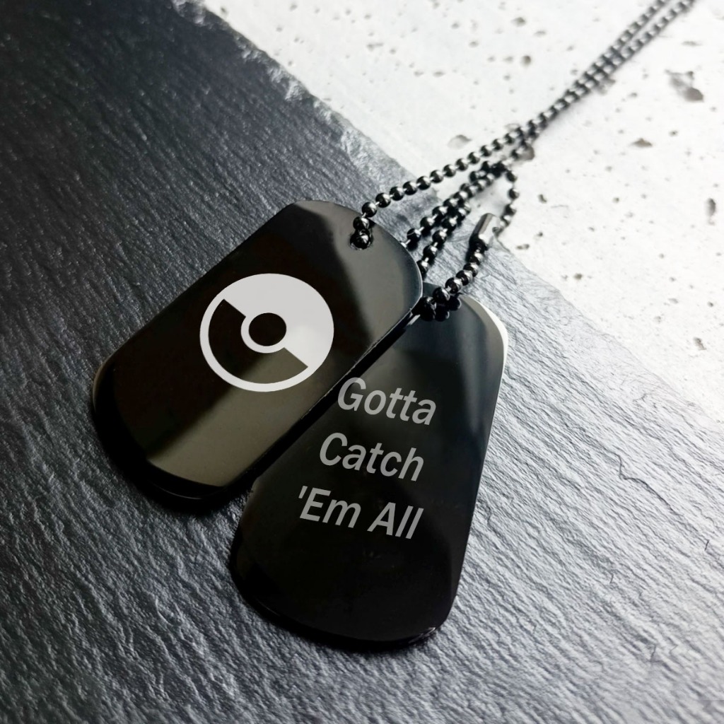 Pokemon Name Tag Necklace / Keychains Element Army Tag Custom Engrave ...