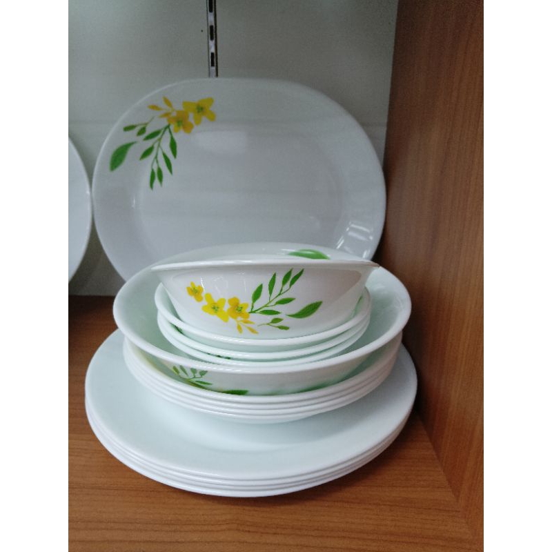 🔥 NEW DESIGN 🔥 Corelle Dinnerware 14 pcs Noble Yellow 🔥 | Shopee Malaysia