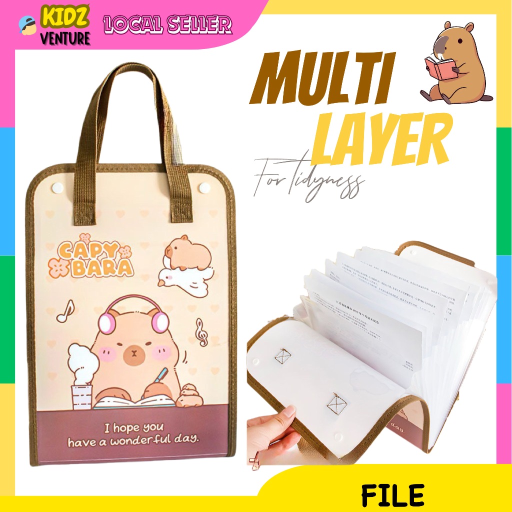 (READY STOCK) A4 Capybara A4 File Folder Storage 12 Pockets Children ...