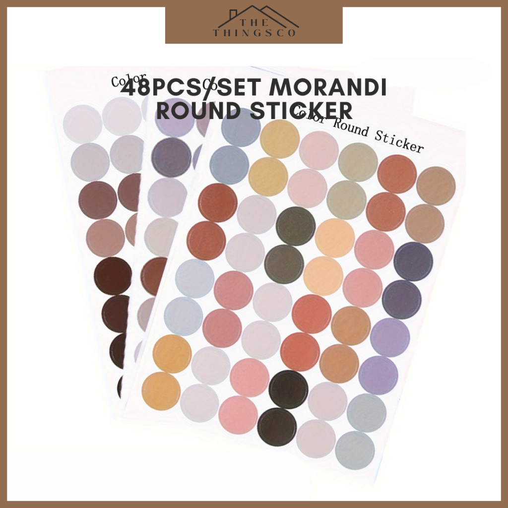 48pcs/Set Ins Morandi Round Sticker Colorful Pastel Color Decoration ...