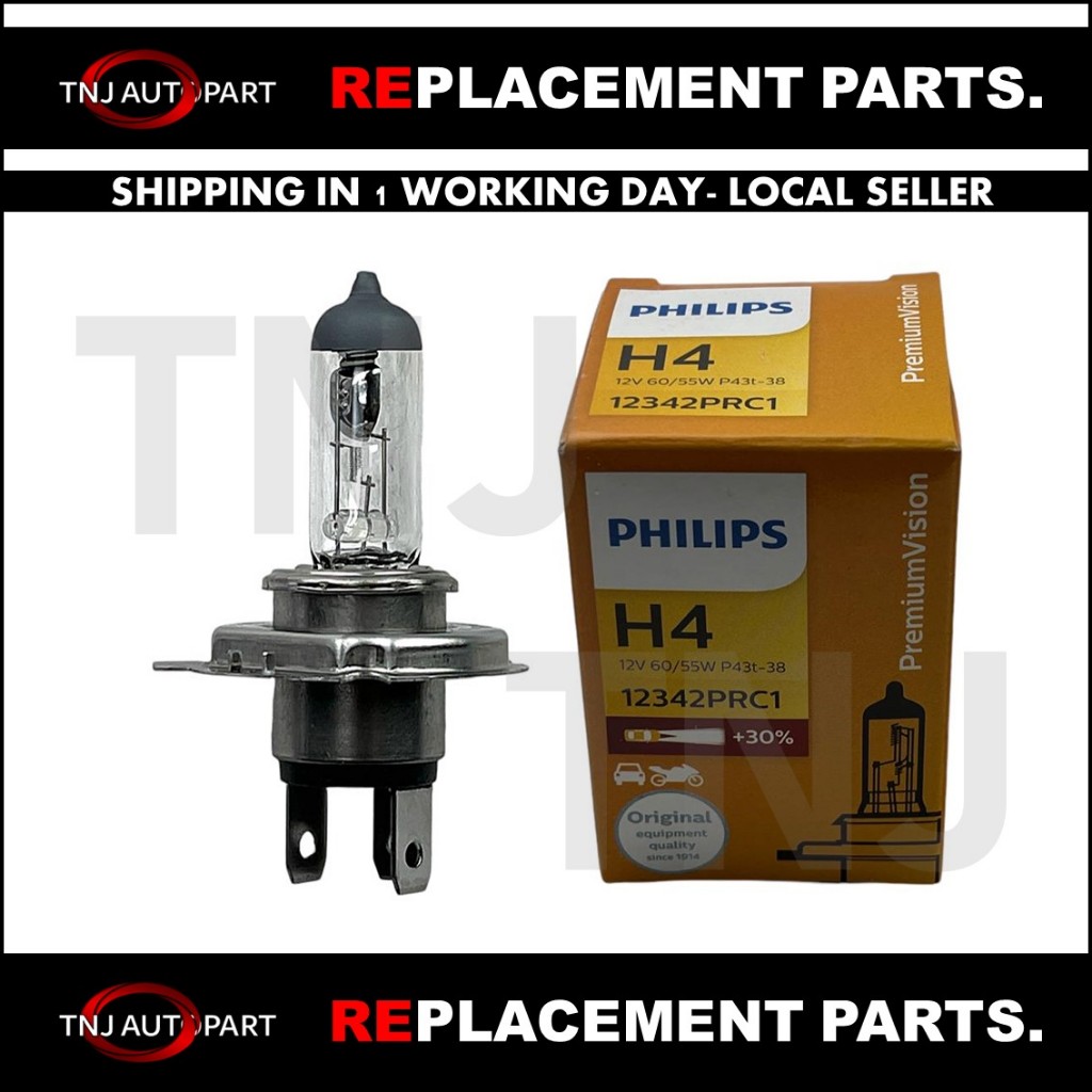 (PHILIPS) PREMIUM VERSION BULB-H4 12V 60/55W (60/55W + 30% EXTRA LIGHT ...