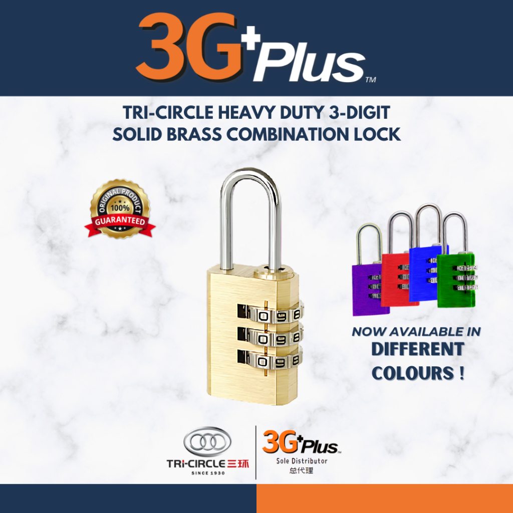 Tri-Circle 3-Digit Solid Brass Combination Lock Password Lock Travel ...