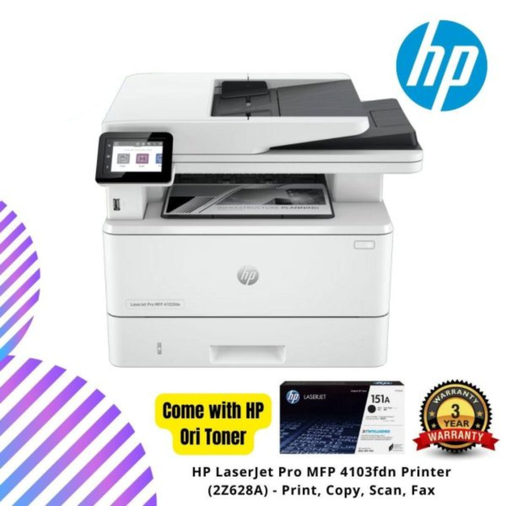 HP LaserJet Pro MFP 4103fdn Printer (2Z628A) - Print, Copy, Scan, Fax ...