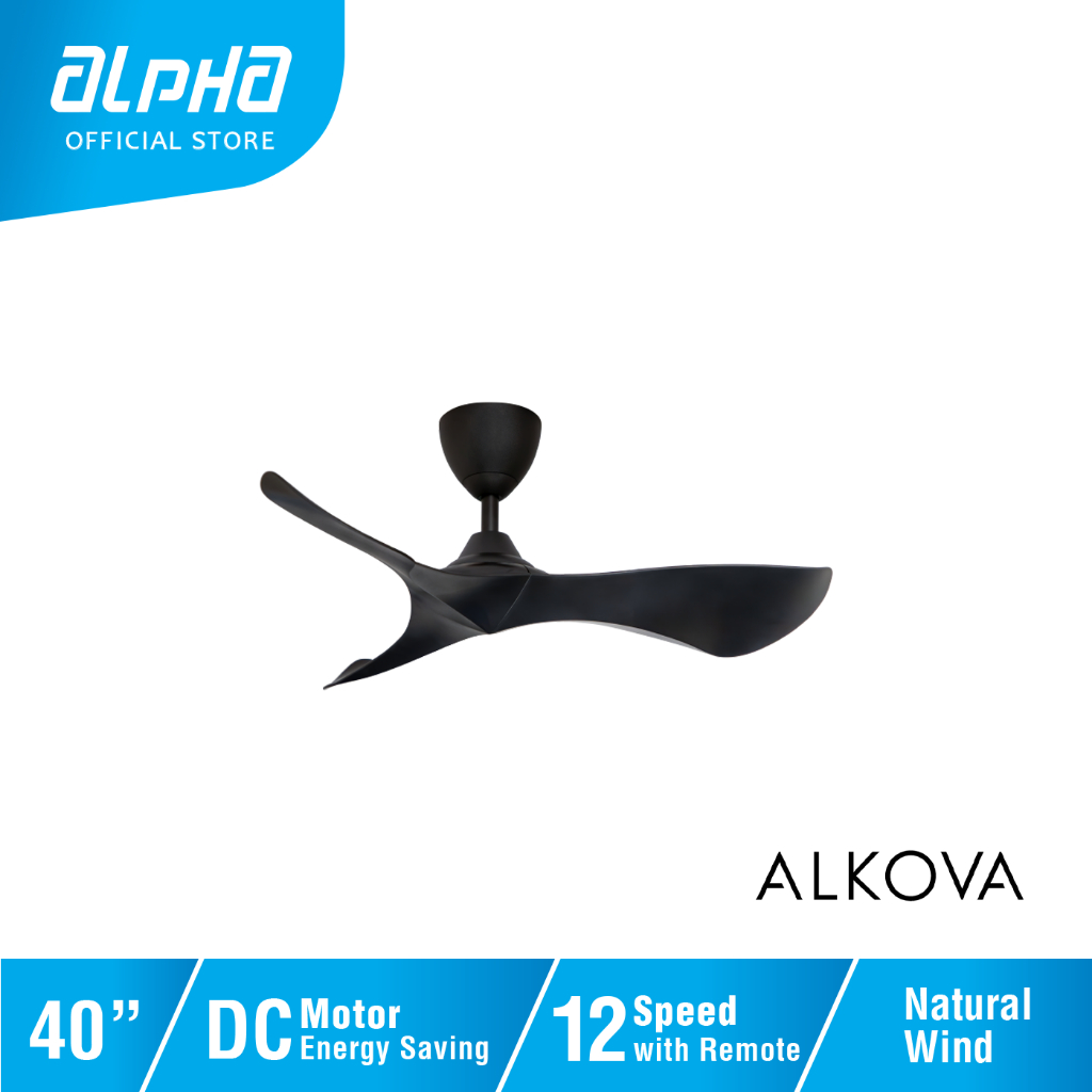ALPHA Alkova KOKO G2 DC Motor Ceiling Fan with 3 Blades 12 Speed Remote ...