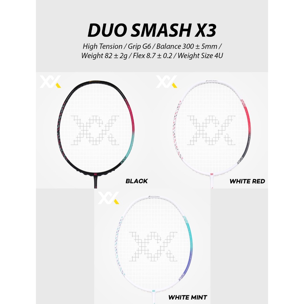 MAXX DUO SMASH X3 Badminton Racket 4U High Modulus Graphite. | Shopee ...