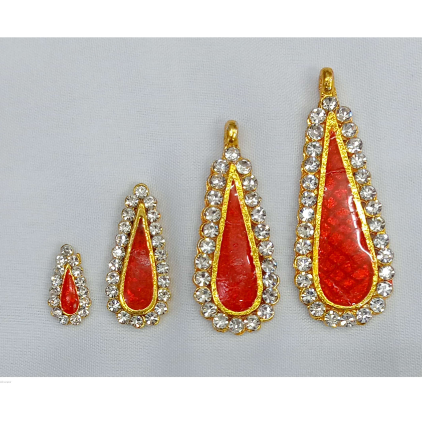 Amman Ayya Swami Alangaram Goburam Thilak Pottu in Red & Orange Stones ...