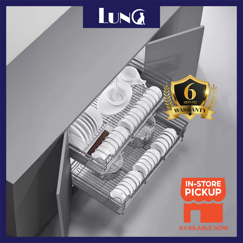 Chrome Plating Cabinet Dish and Bowl Shelves Rack Sliding Plate Rack ...